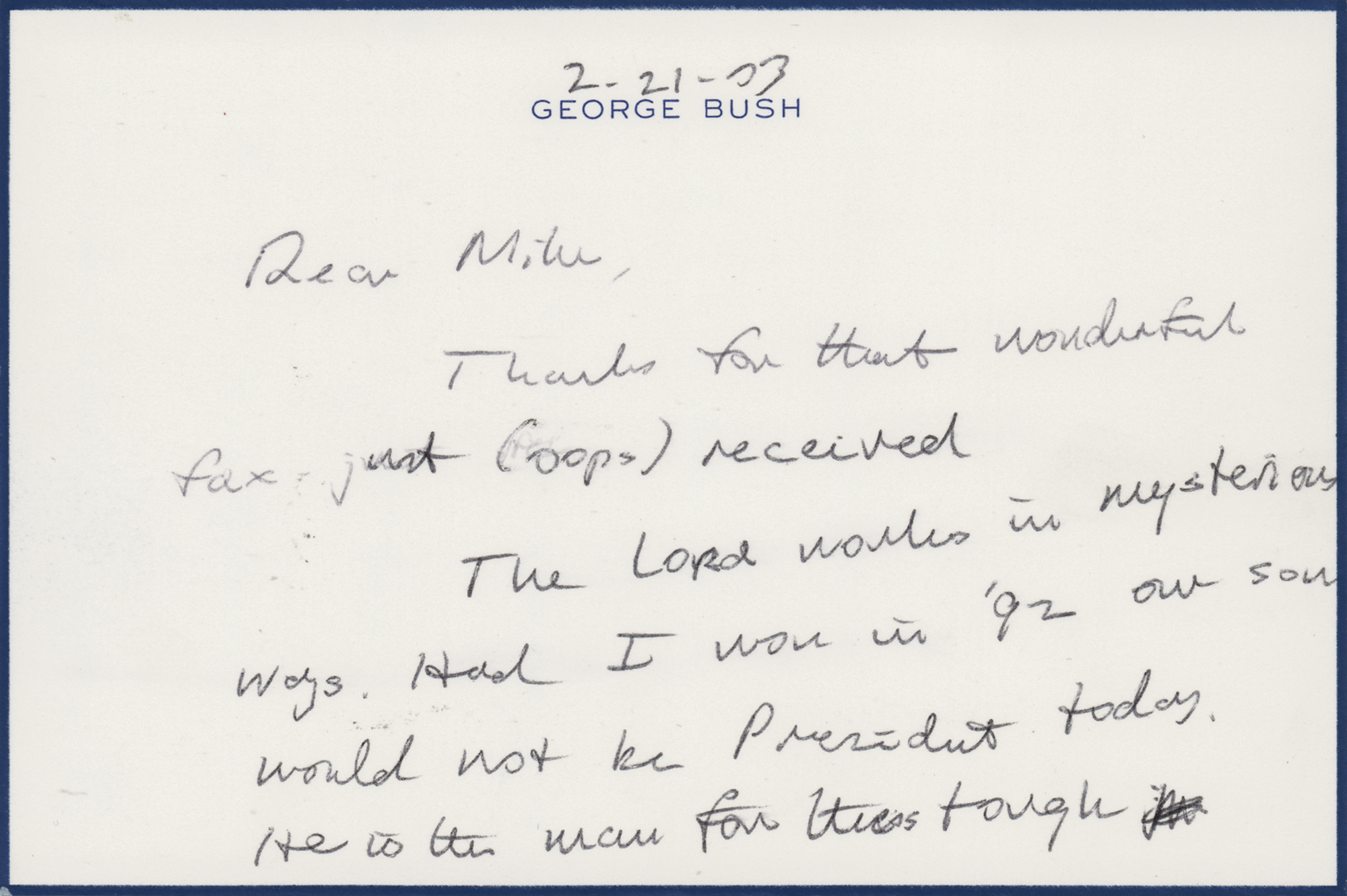 George Bush Autograph Letter Signed on George W. Bush - "He is