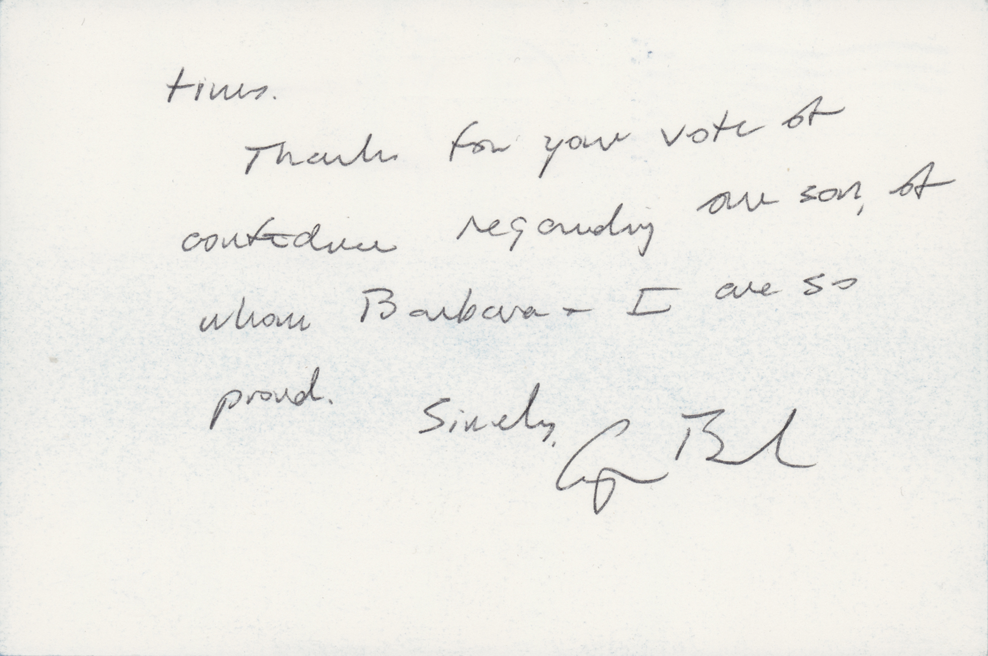 George Bush Autograph Letter Signed on George W. Bush - "He is