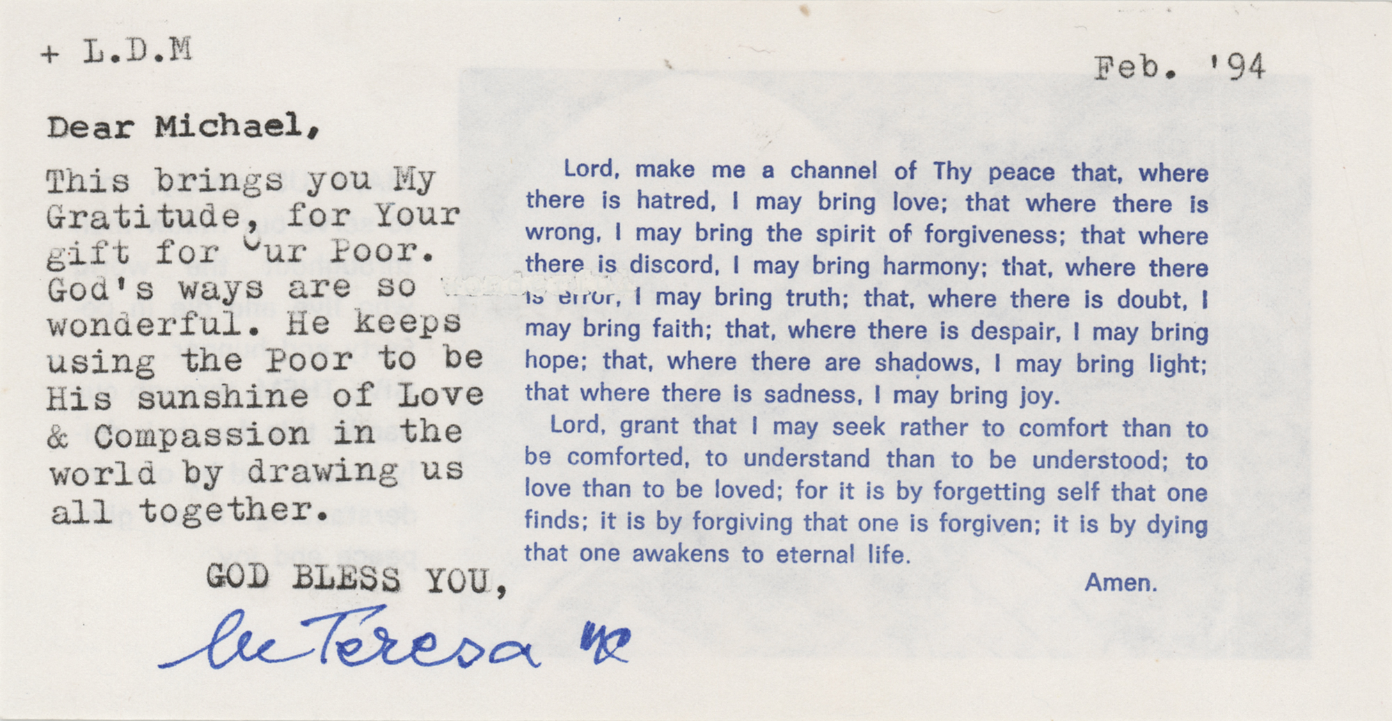 Mother Teresa Typed Letter Signed | RR Auction