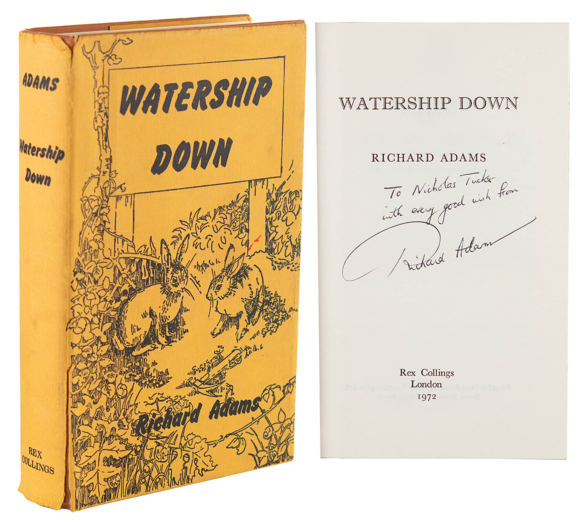 Richard Adams (2) Autograph Letters Signed and Signed Book - Watership