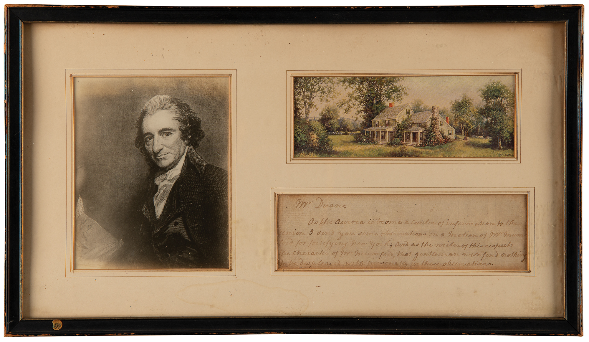 Thomas Paine Partial Autograph Letter on a Motion by Gouverneur Morris