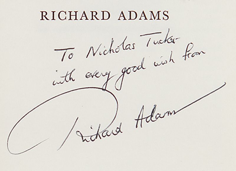 Richard Adams (2) Autograph Letters Signed and Signed Book - Watership