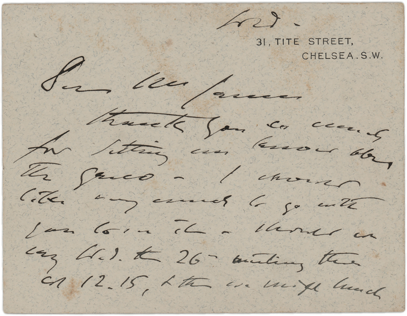 John Singer Sargent Autograph Letter Signed | RR Auction