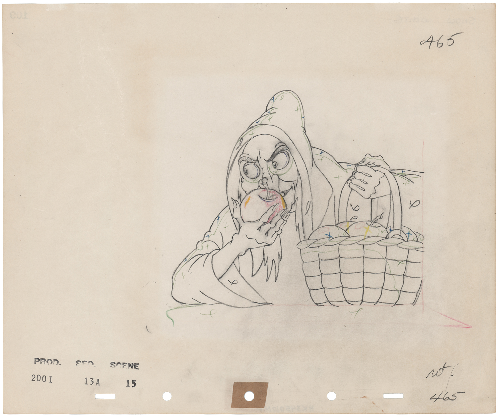 Wicked Witch production drawing from Snow White and the Seven Dwarfs
