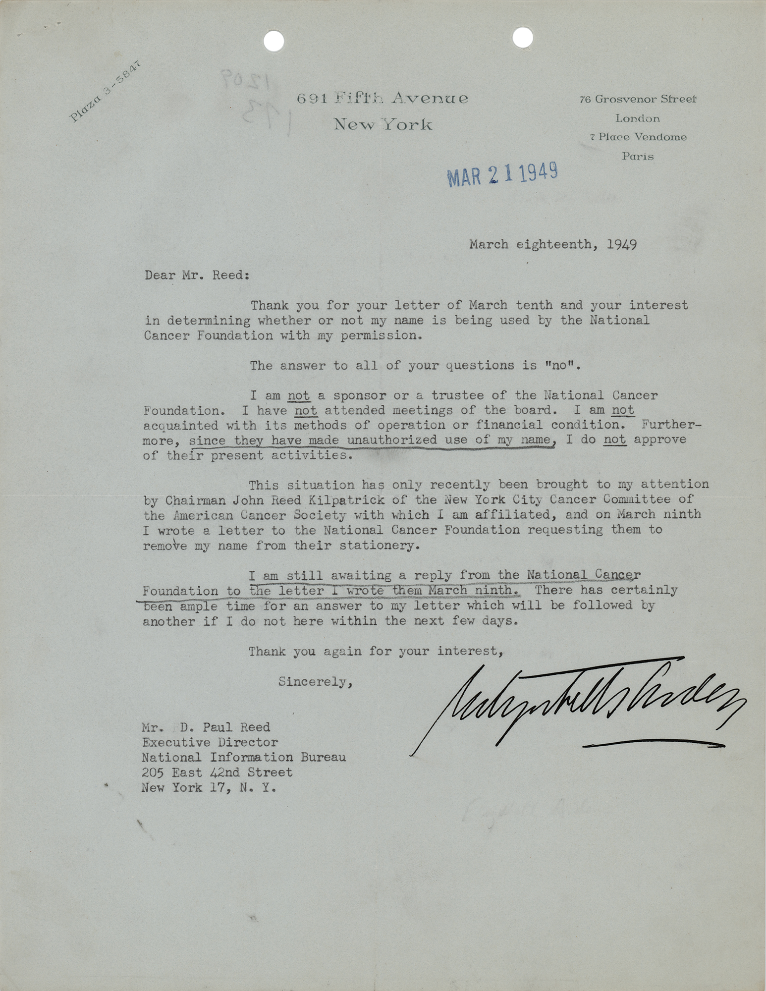Elizabeth Arden Typed Letter Signed | RR Auction