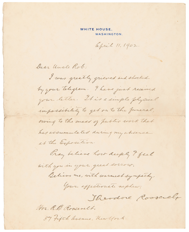 Theodore Roosevelt Archive of (4) Signed Letters to His Cousin, a