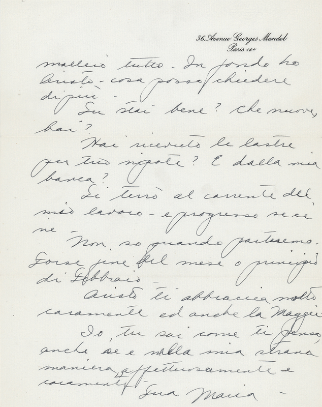 Maria Callas Autograph Letter Signed to Her Mentor: "I have been