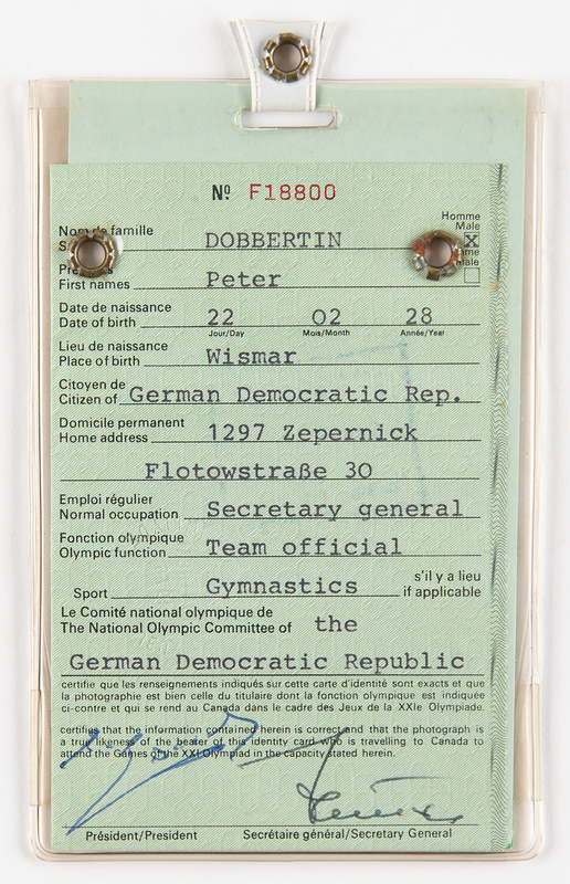 Montreal 1976 Summer Olympics Team Official ID Card | RR Auction
