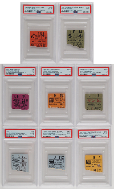 Actors and Entertainers Collection of (36) Stage Milestone Tickets and