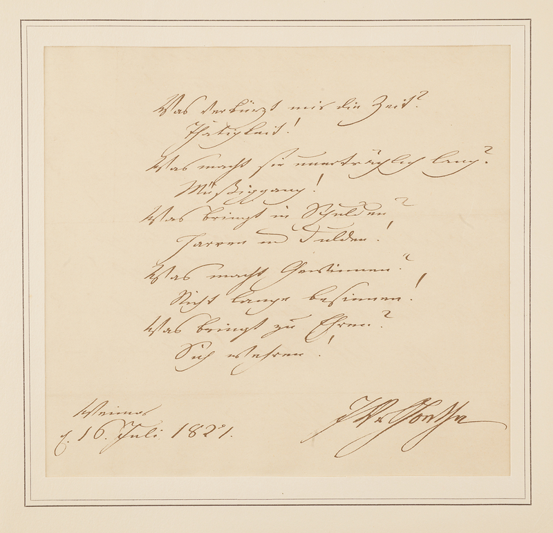 Johann Wolfgang von Goethe Autograph Poem Signed - 'Fünf andere'