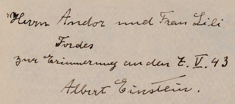 Albert Einstein Signature to Pianist Andor Foldes | RR Auction